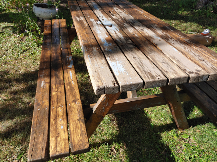 Prepping the picnic table | The Re-Farmer